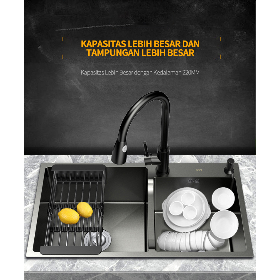 Jual Set Lengkap Kitchen Sink Black / Wastafel Bahan Stainless Steel ...