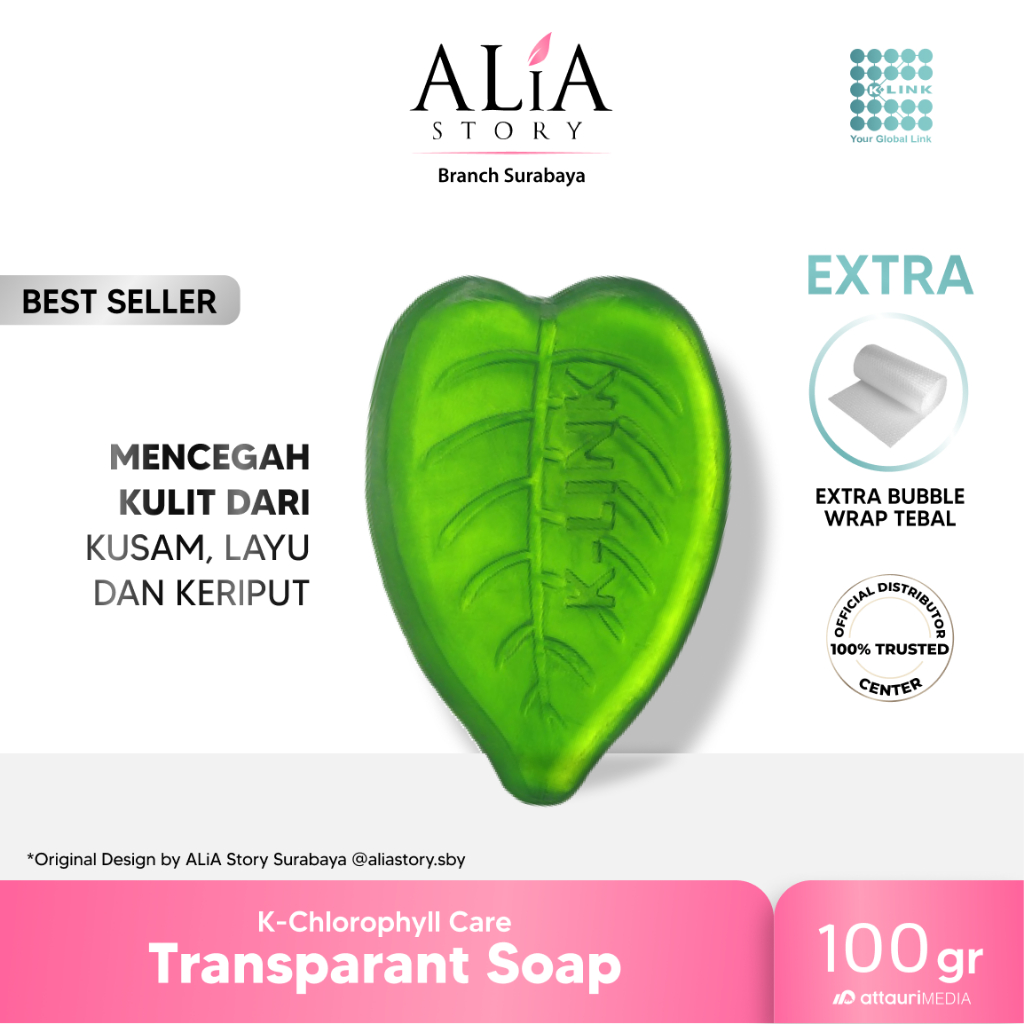 Jual K-Link K-Care Chlorophyll Transparant Soap 100 gr Sabun Mandi Klorofil ALiA Story Surabaya ...