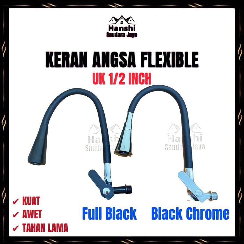 Jual Kran Angsa Fleksibel Terompet Engkol / Keran Cuci Piring Hitam ...