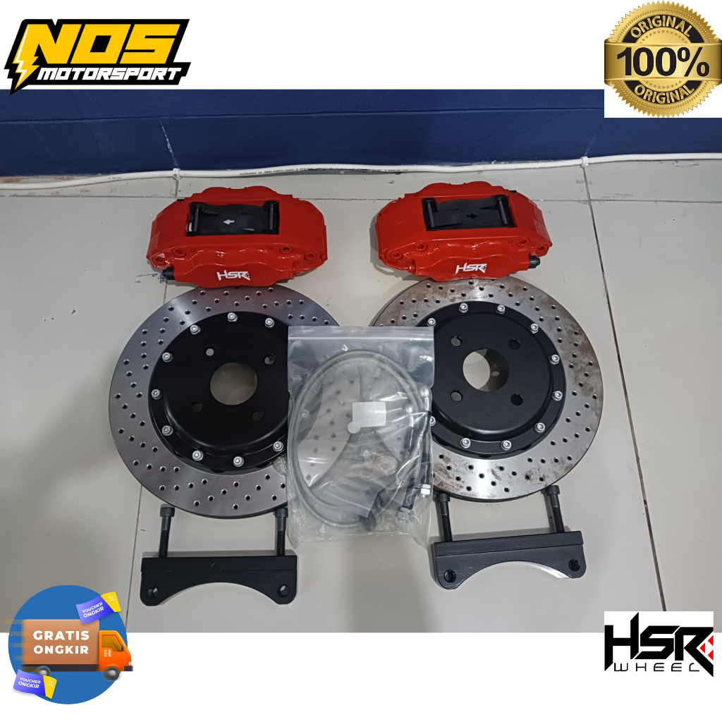 Jual BBK/REM MOBIL JAZZ & BRIO 4 PISTON UKURAN 285X24 WARNA MERAH 1 SET ...