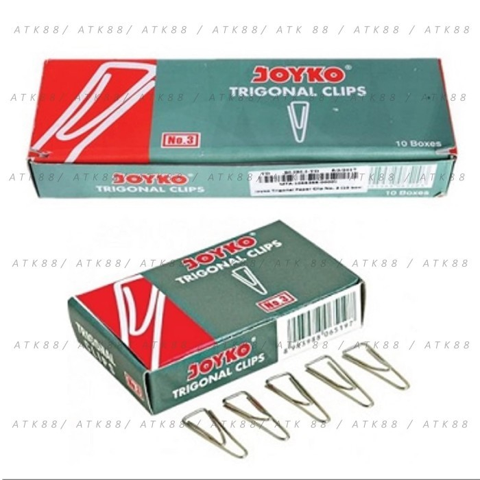Jual Joyko Trigonal Klip No. 3 (25 mm) Kertas Paper Clips / 1 Box - 600 ...