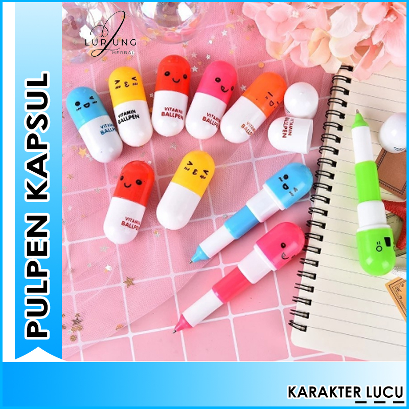 Jual Pulpen Lucu Dan Unik Aesthetic Karakter Bentuk Kapsul Mini Bolpoin ...