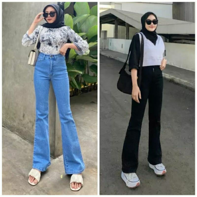 Jual Highwaist Cutbray Jeans Wanita - Cutbray Jeans Wanita Stretch Kekinian | Shopee Indonesia