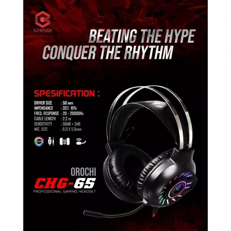 Jual Headaet Gaming RGB CYBORG CHG-65 OROCHI | Shopee Indonesia