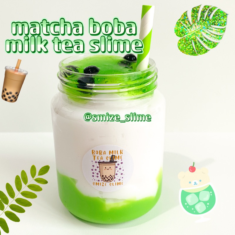 Jual Matcha Boba Milk Tea Slime 200cc slime mainan anak boba | Shopee ...