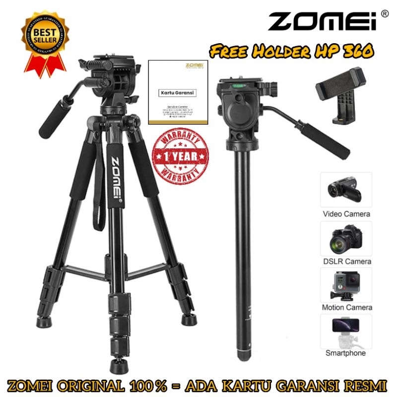 Jual ZOMEI Q310 Profesional Fluid Head Monopod Tripod 2 in 1 Kamera DSLR Mirrorless Smartphone ...