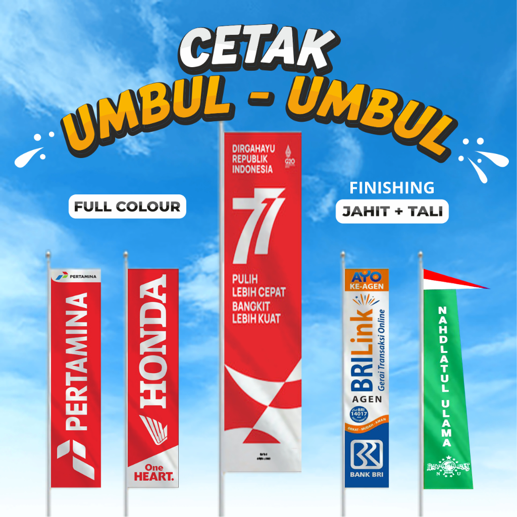 Jual CETAK UMBUL-UMBUL KAIN CUSTOM desain sendiri acara event, Instansi ...