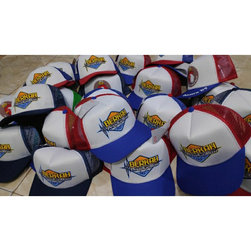 Jual sablon topi custom desain bebas full colour logo nama komunitas ...