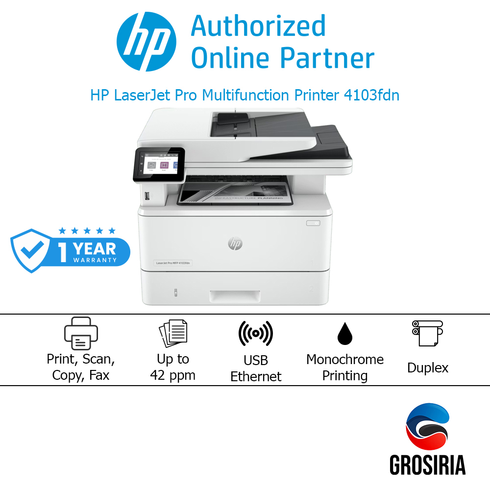 Jual HP Printer LaserJet Pro MFP 4103FDN Print / Duplex / Fax [2Z628A ...