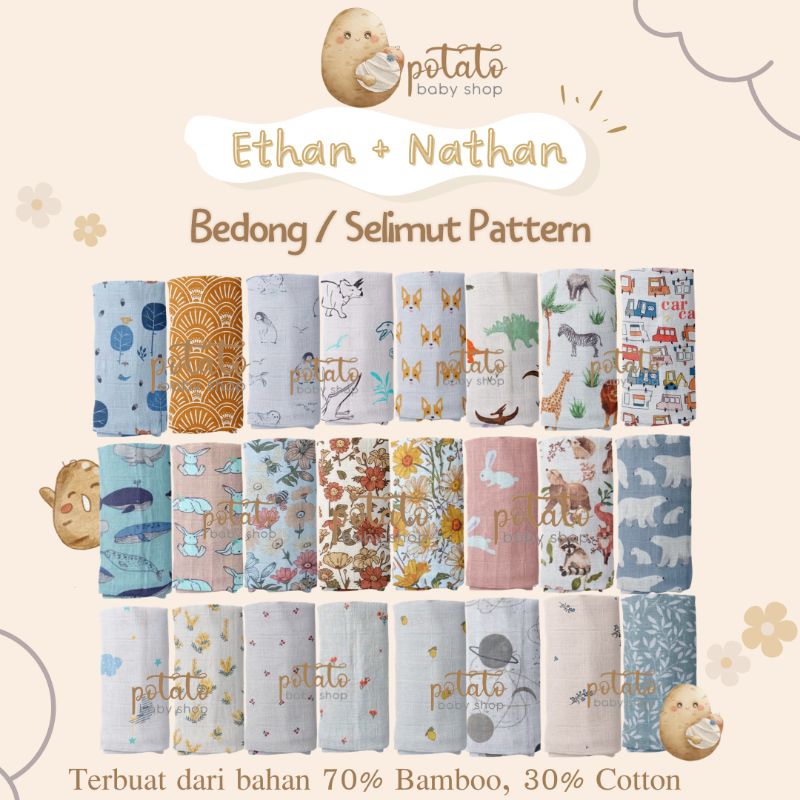Jual Ethan & Nathan Pattern Baby Swaddle Signature ( Bedong Bamboo ...