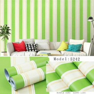 Jual COD WALLPAPER DINDING 45 cm x 8m Salur Garis Hijau Minimalis Wallpaper Stiker Dinding Motif ...