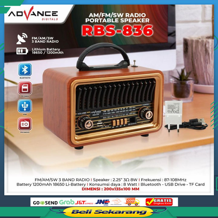Jual Advance RBS-836 Speaker Radio Bluetooth Clasic super murah bergaransi | Shopee Indonesia