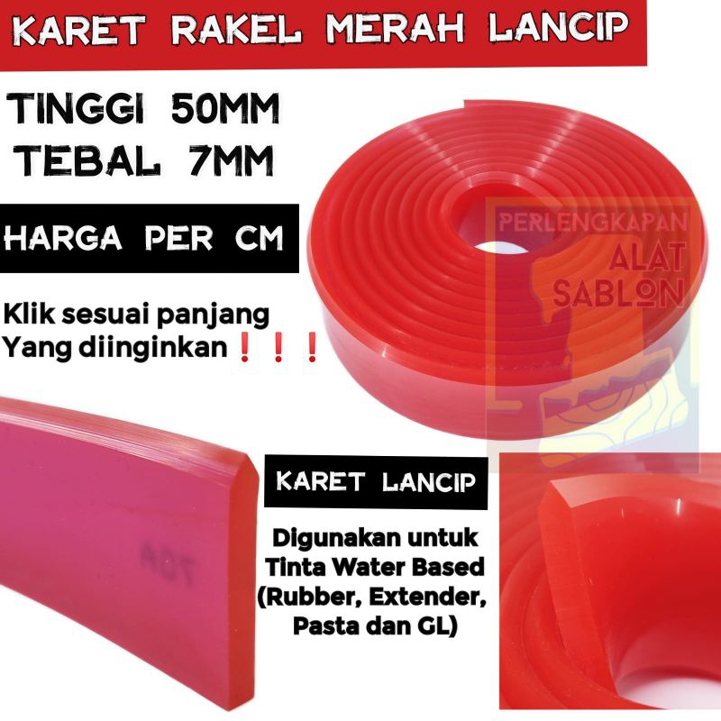 Jual KARET RAKEL SABLON MERAH LANCIP VT 7MMX50MM PER CM | Shopee Indonesia