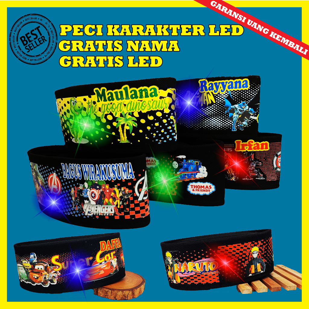 Jual Peci Karakter LED Anak - Songkok Karakter LED Motif Anak KOPYAH ...