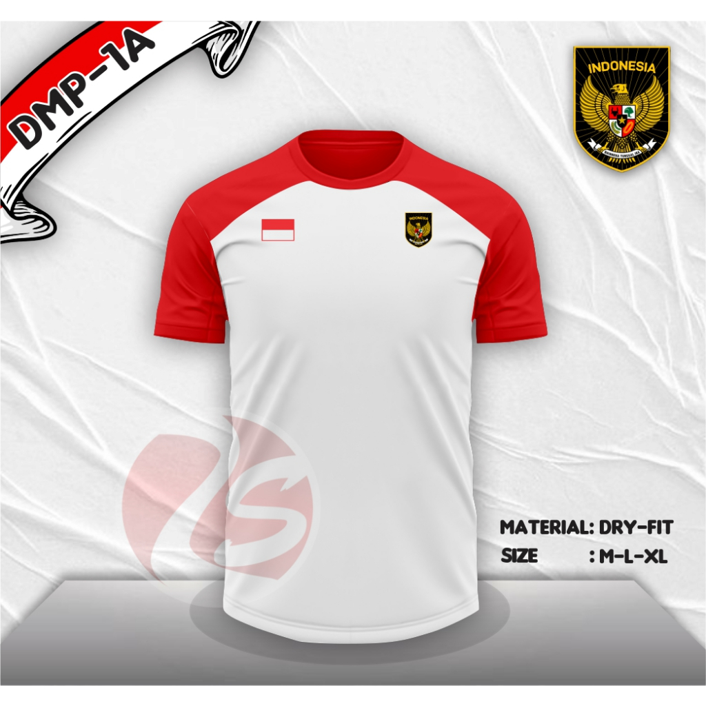 Jual Dry fit merah putih logo timnas garuda jersey timnas merah putih ...