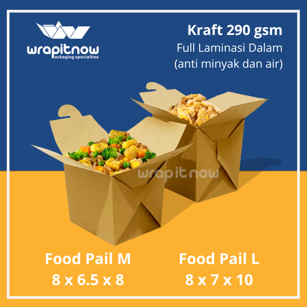 Jual Food pail M L paper lunch rice box rice bowl take away dus nasi ...