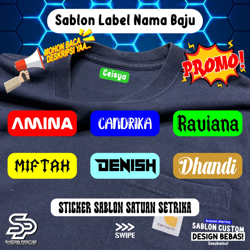 Jual Stiker sablon setrika Kain Sablon Label Nama Ukuran 1,5 CM T X 5-7 ...