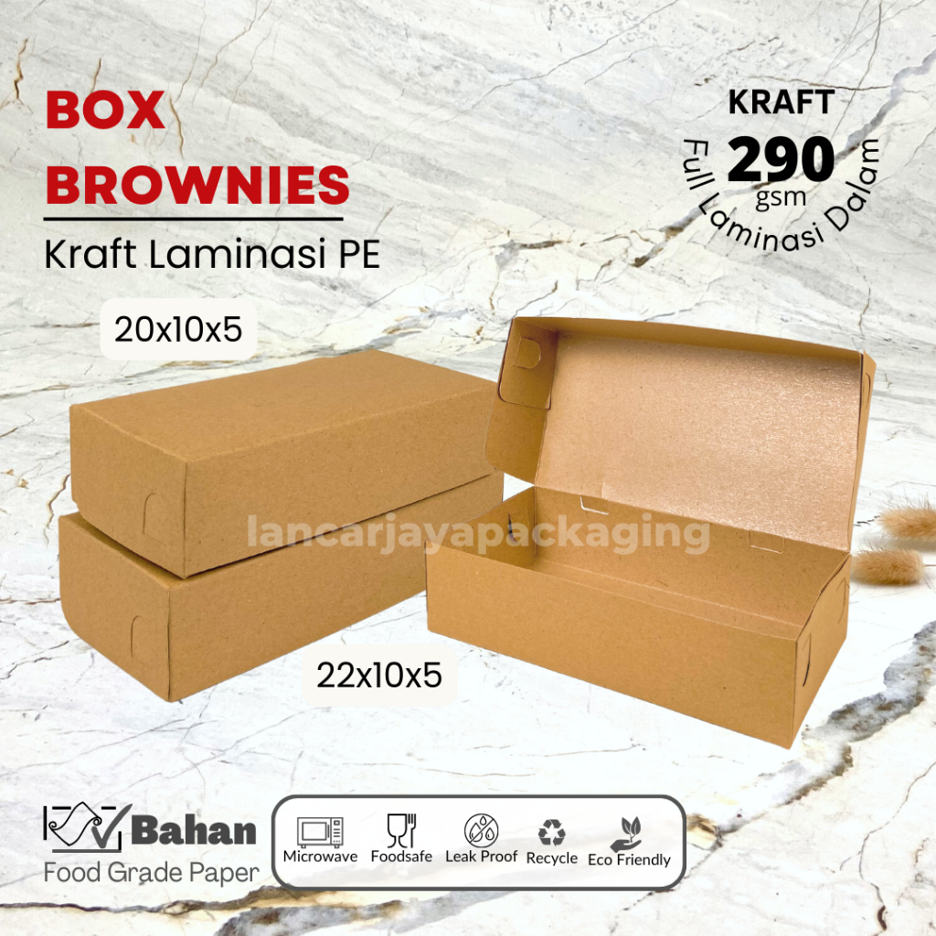 Jual Box Brownies Kotak Kue Bolu Kemasan Roti Snack Kraft Laminasi ...