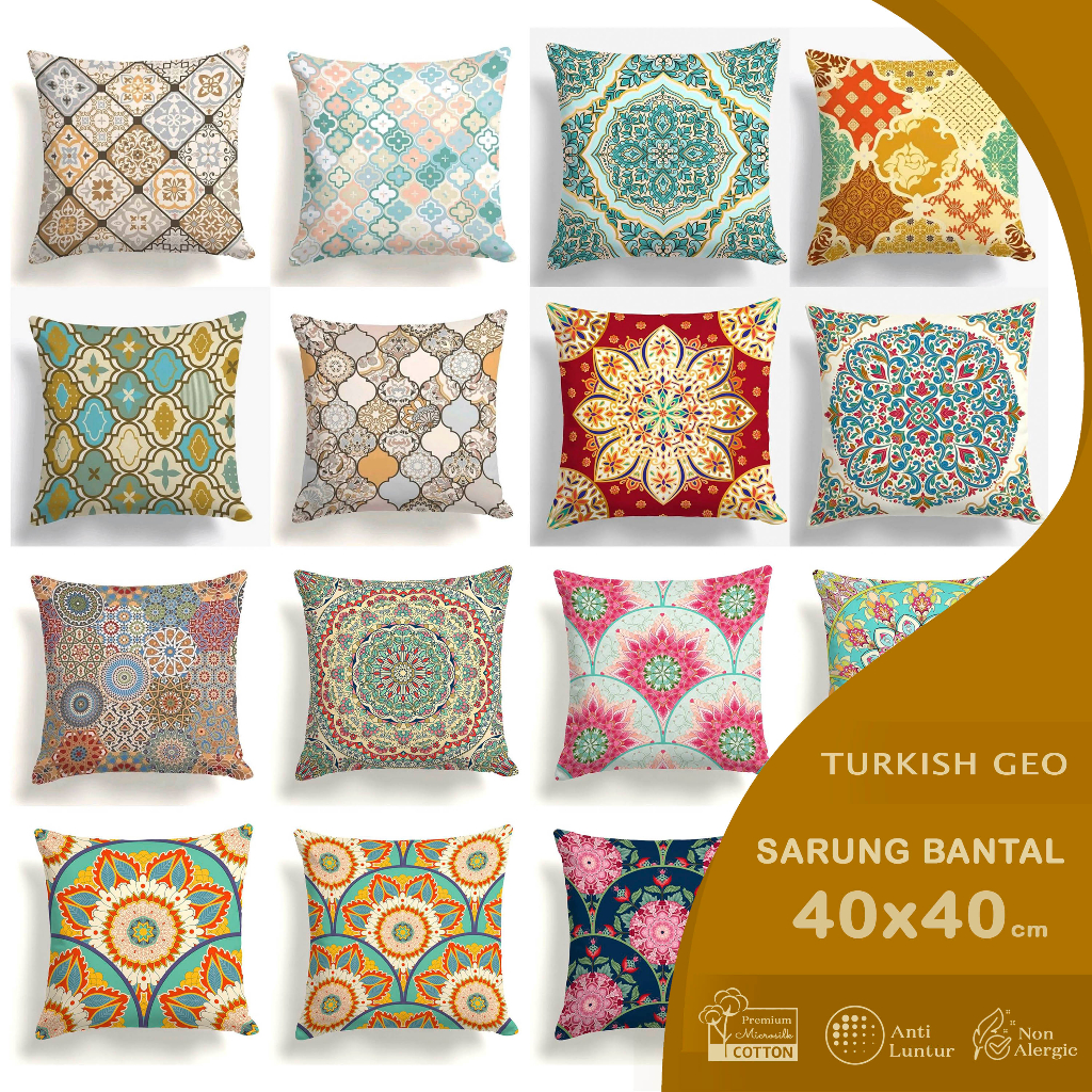 Jual SARUNG BANTAL SOFA PRINT MOTIF TURKISH GEO 40X40 CM | Shopee Indonesia