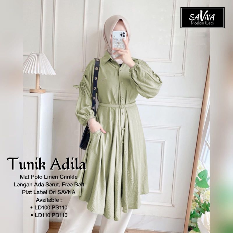 Jual TUNIK ADILA LD100 & LD110 (LABEL SAVNA) | TUNIK POLO LINEN CRINKLE ...