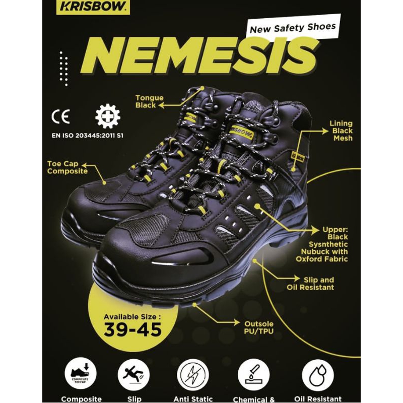 Jual Sepatu Safety Krisbow NEMESIS || Safety Shoes Krisbow NEMESIS ...