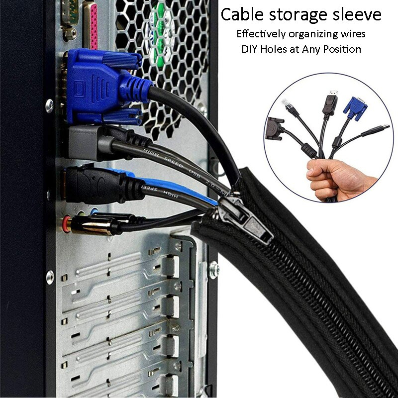 Jual Cable Organizer Management Sleeve with Zipper Office Computer ...