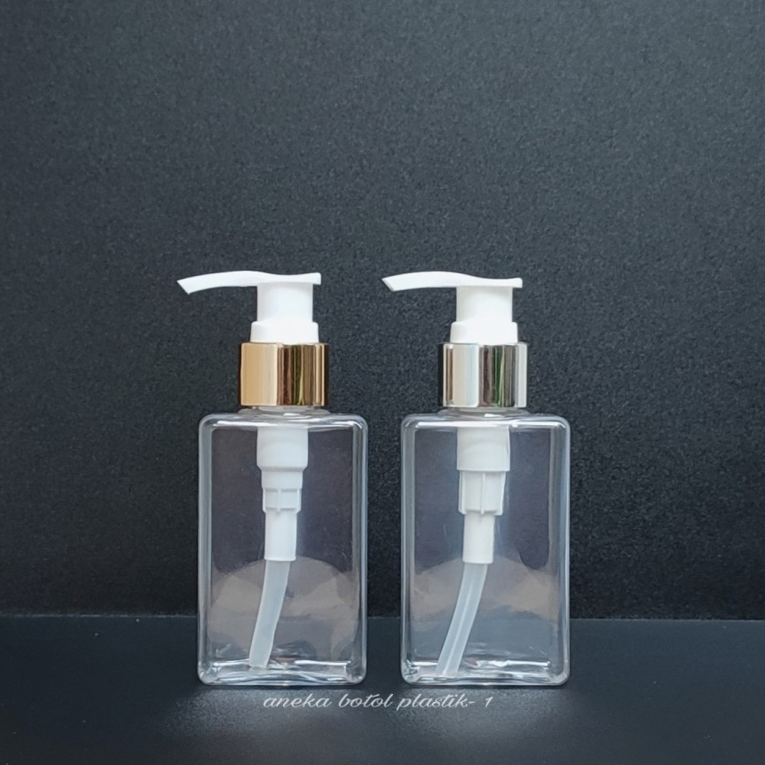 Jual Botol Pump 100ml Kotak Natural Bening Neck 24 Bahan PET / Botol Pump 100ml Tutup Pump ...