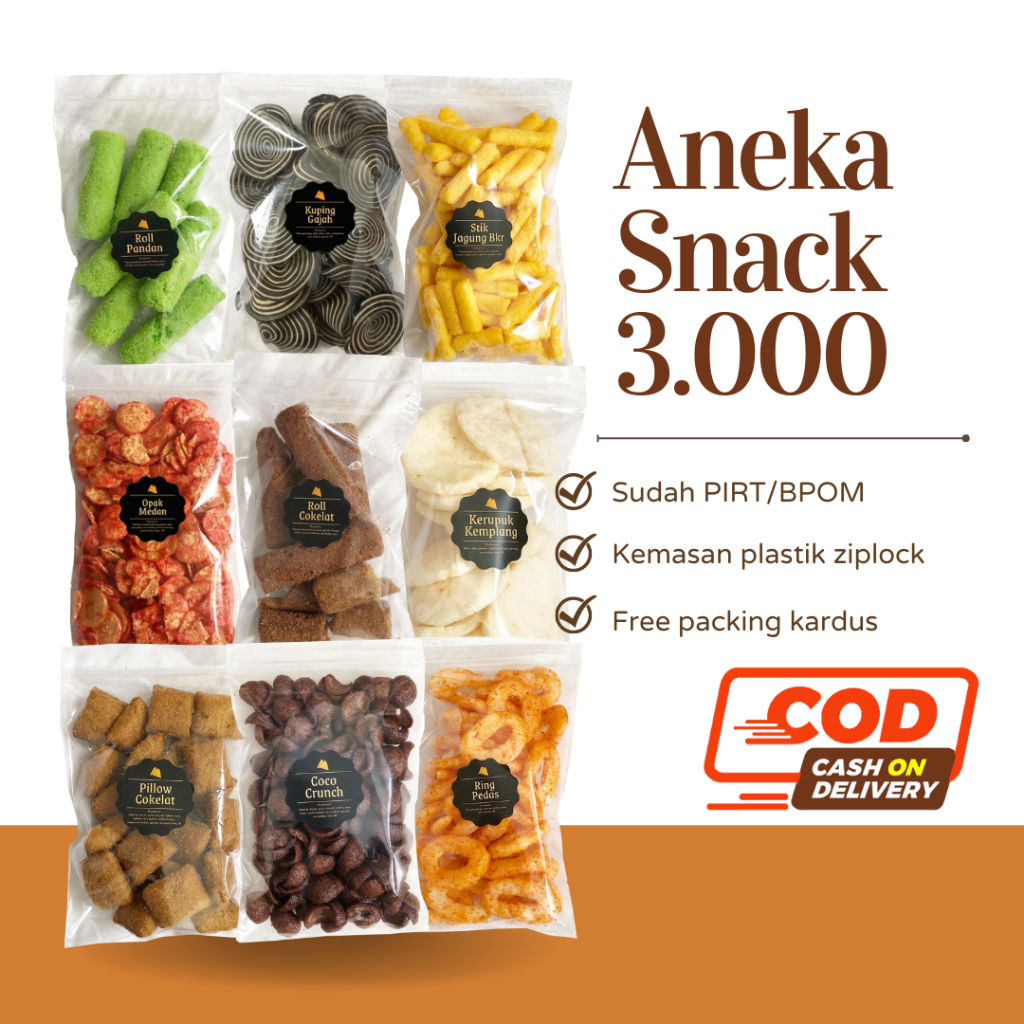 Jual [DELISH SNACKS] Aneka Snack Serba 3.000 / Cemilan Camilan 3 Ribu ...