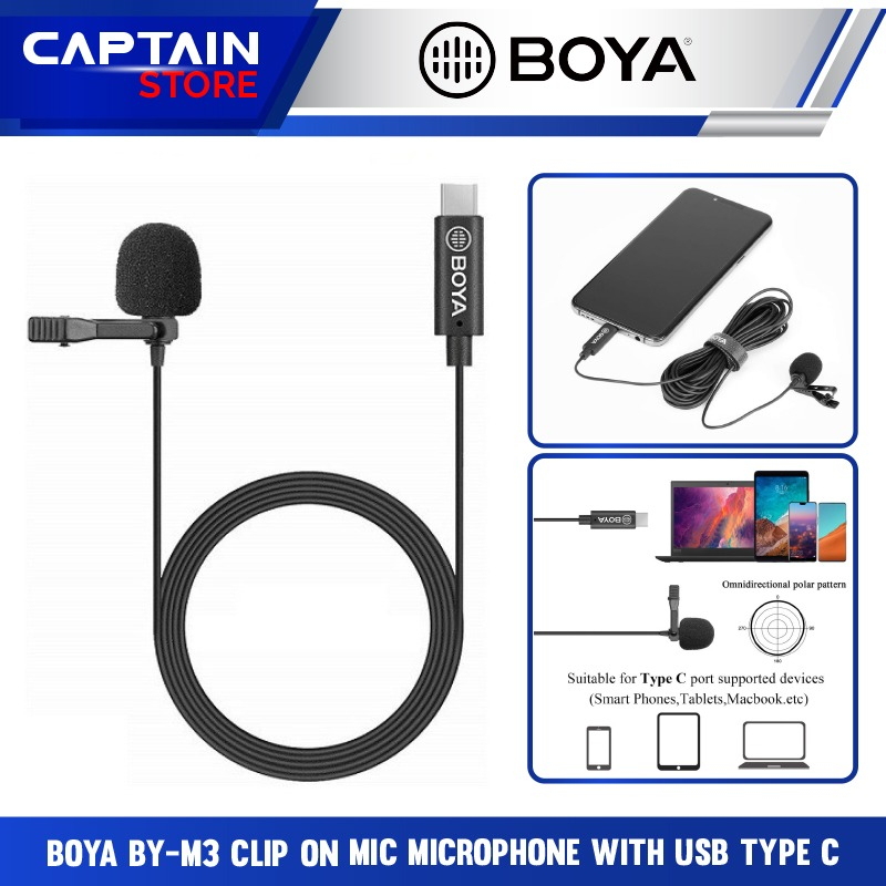 Jual BOYA BY-M3 Clip On Mic Microphone with USB Type C MIC BY-M3 ...