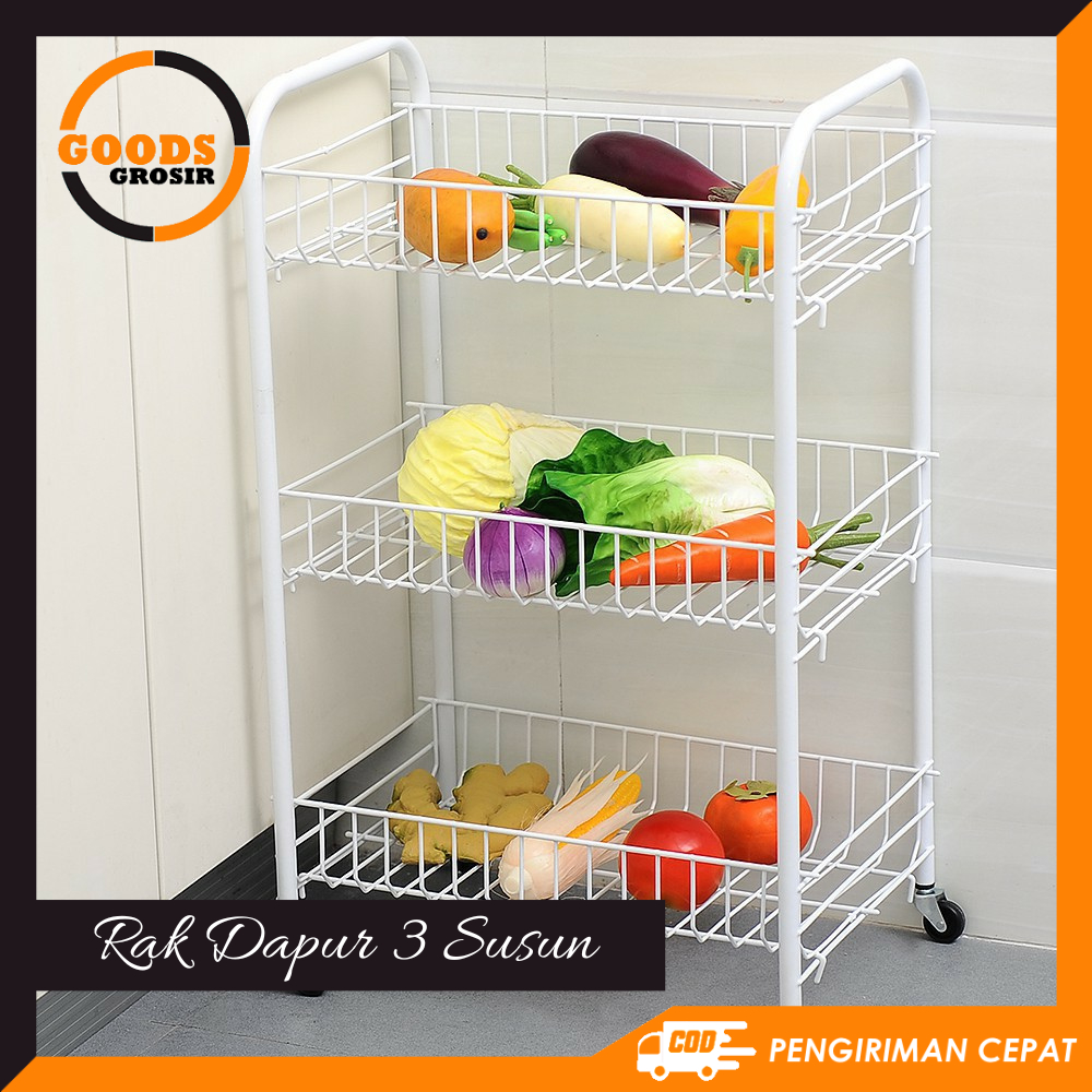 Jual RAK DAPUR TROLLEY 3 SUSUN TEMPAT BUAH/SAYUR SERBAGUNA | Shopee ...