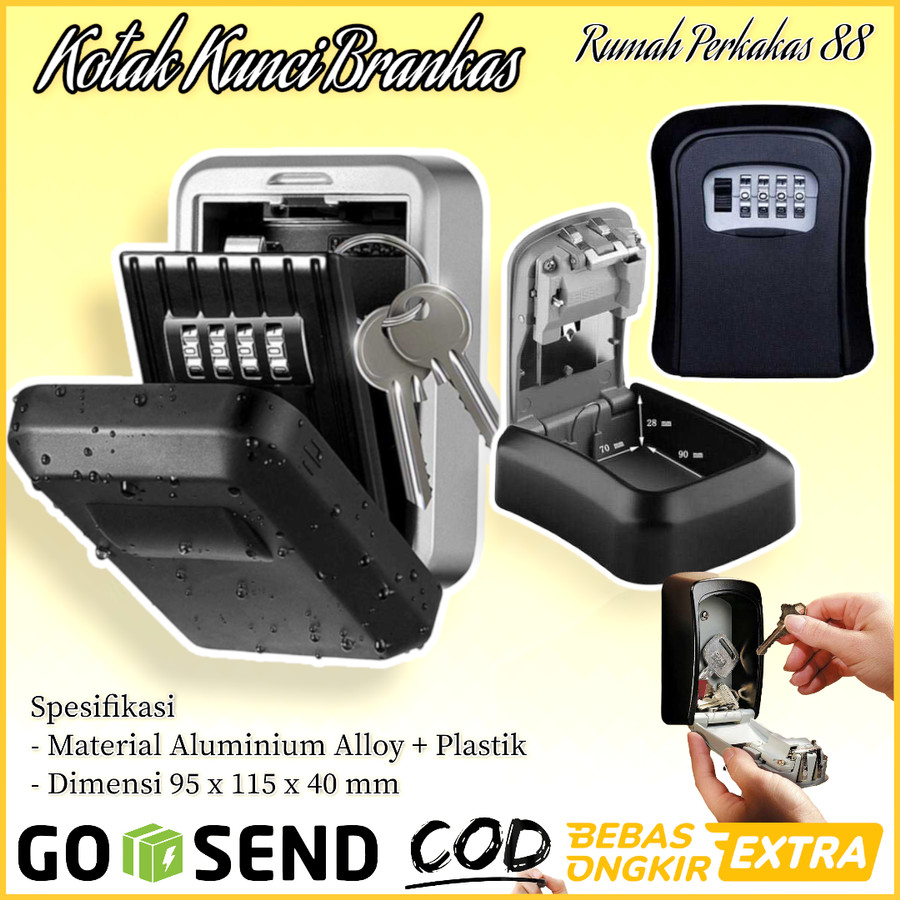 Jual Kotak Kunci Brankas Mini Dinding Key Stora Safety Box 4 Digit ...