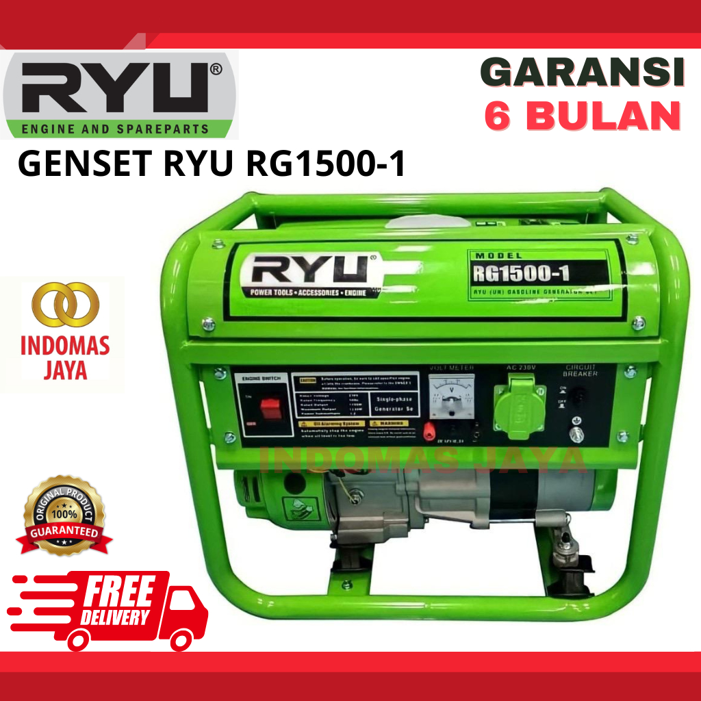 Jual Mesin Genset RYU / Gasoline Generator Set RG1500-1 | Shopee Indonesia