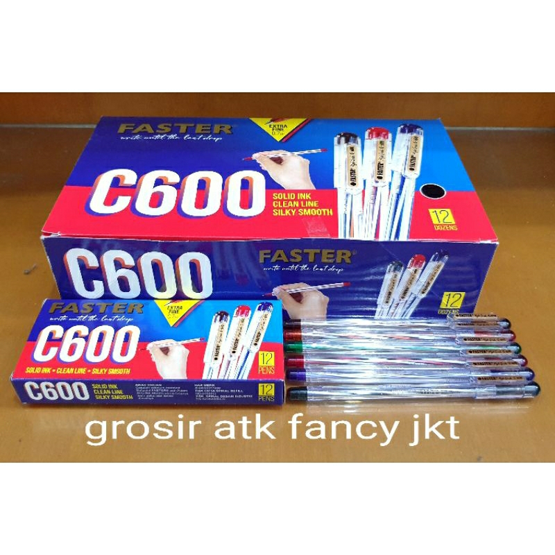 Jual ( 12 BUAH ) PULPEN PEN PENA BALL PEN BALLPOINT BOLPEN FASTER C600 ...