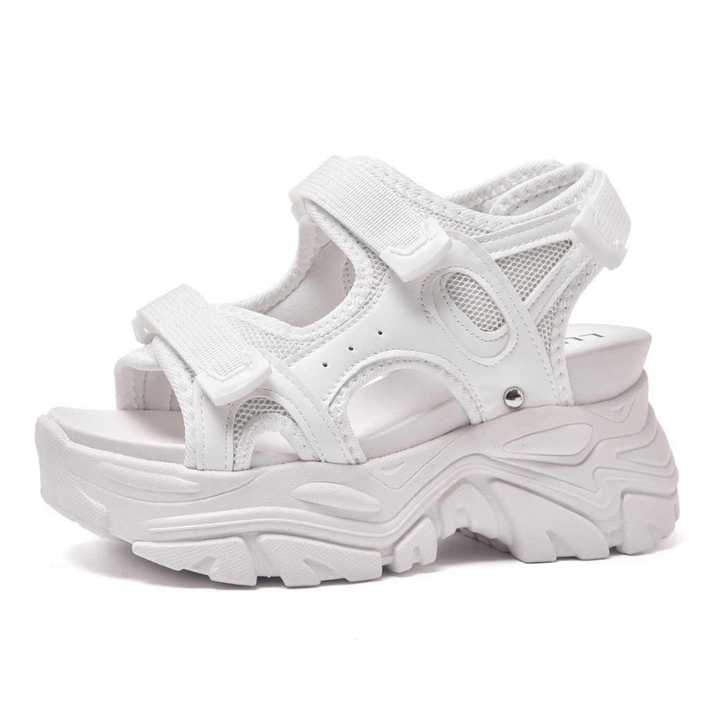 Jual Lurad Sandal Wedges Tinggi Wanita Kasual Sepatu Sandal Cewek Putih