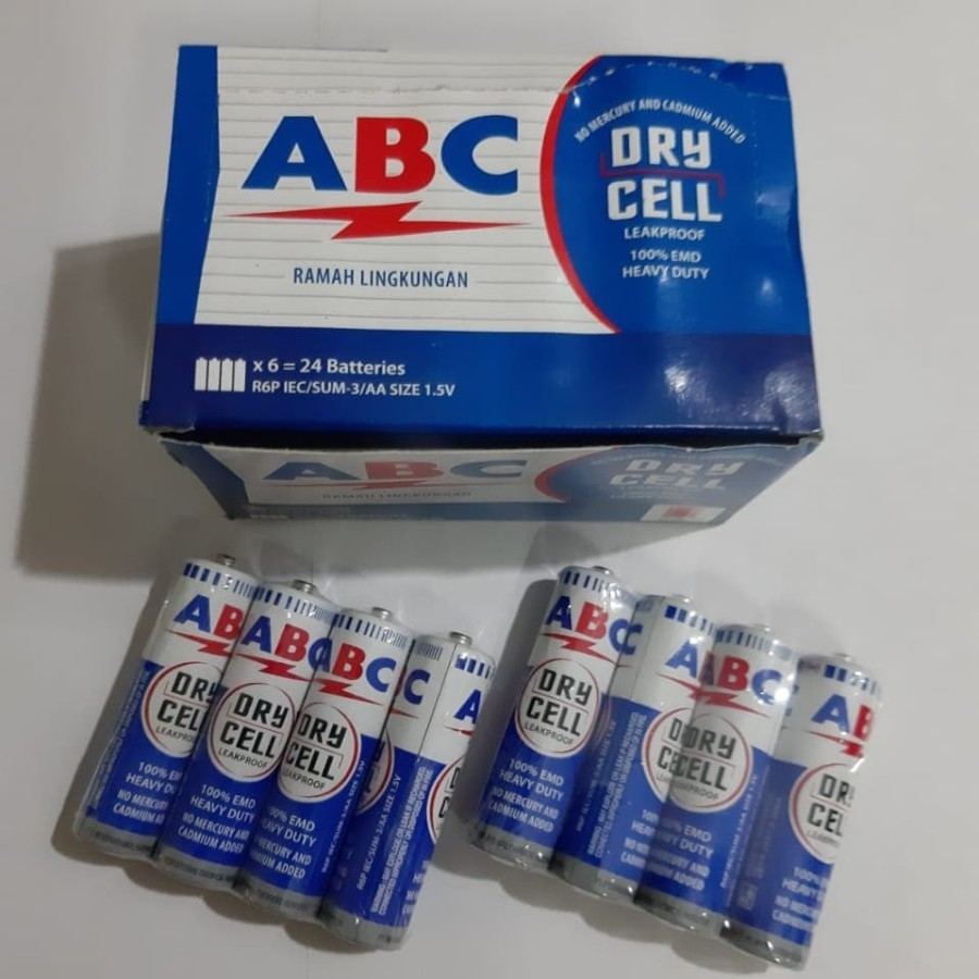 Jual Battery ABC Biru AA 1,5V - ORIGINAL isi 4 per set * | Shopee Indonesia