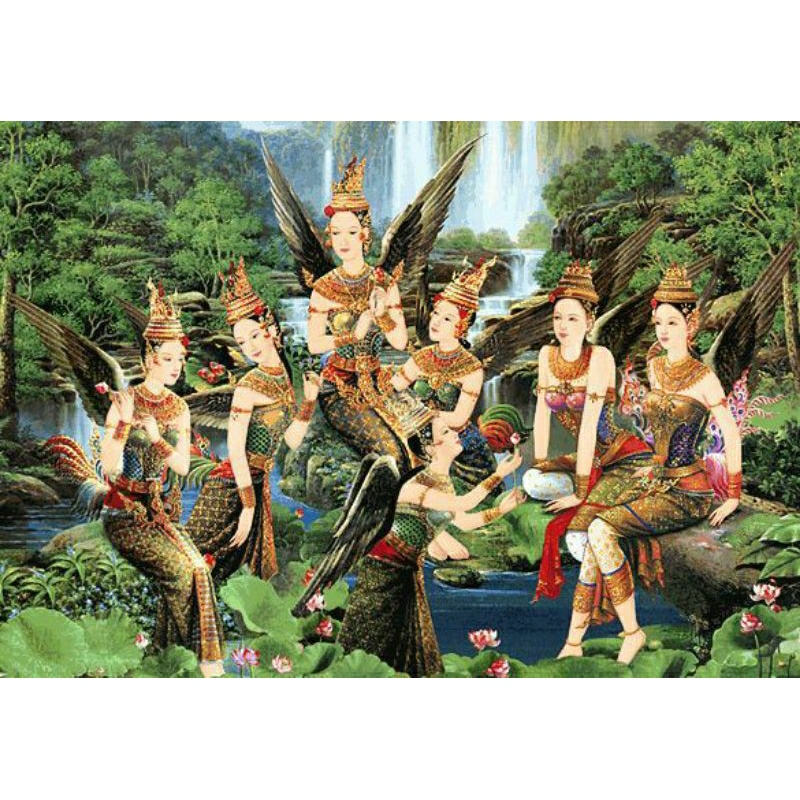 Jual hiasan dinding lukisan cetak Jaka Tarub dan 7 bidadari plus ...