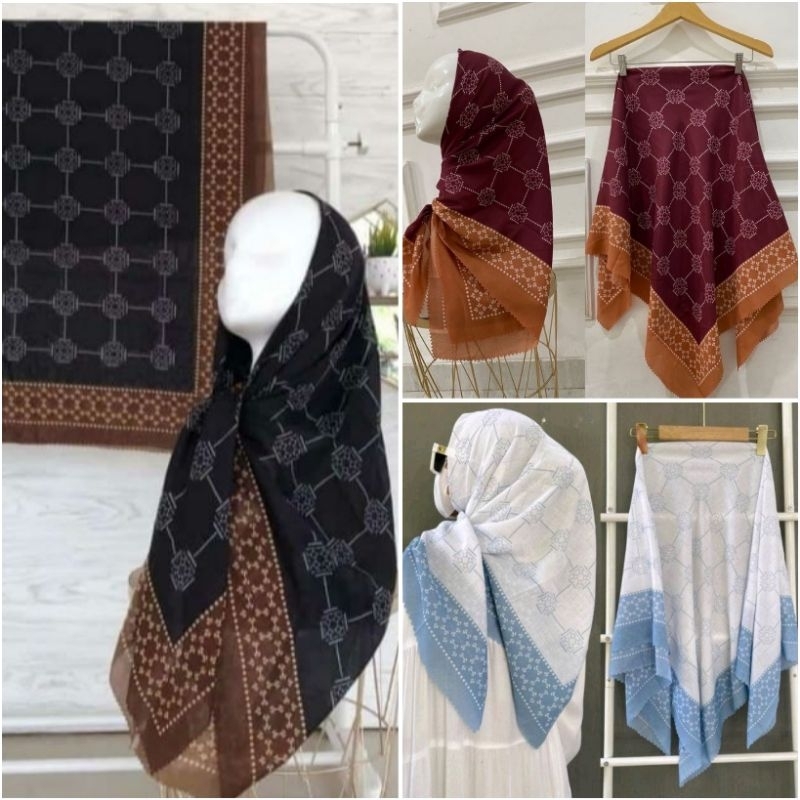 Jual Hijab Voal Motif Segiempat Denay Laser Cut | Hijab Printing Denay ...