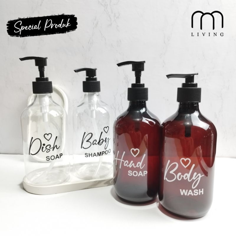Jual Botol Sabun Cair Aesthetic 500ml TRANSPARAN DAN AMBER MADA EDITION ...