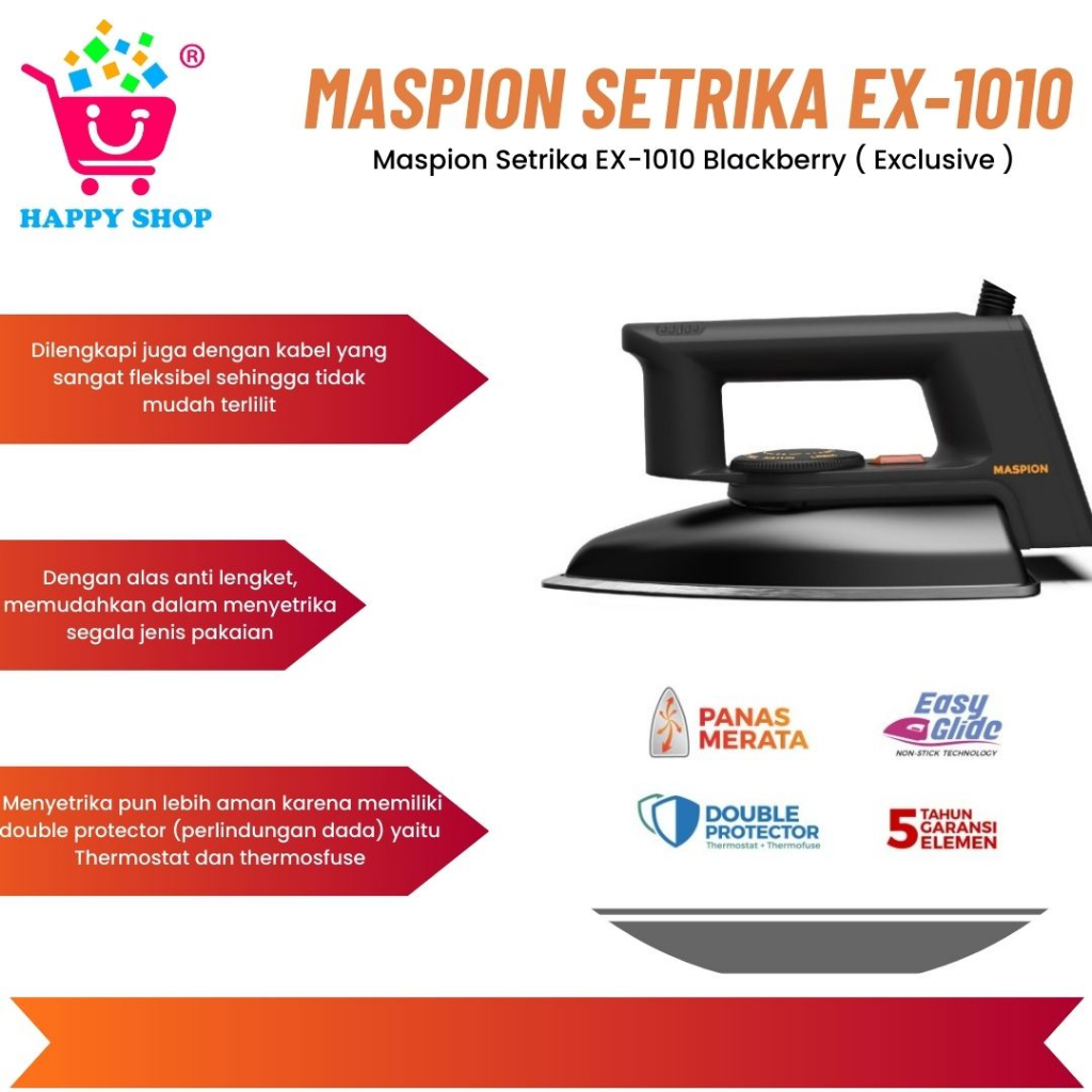 Jual Maspion Setrika EX-1010 Blackberry ( Exclusive ) | Shopee Indonesia