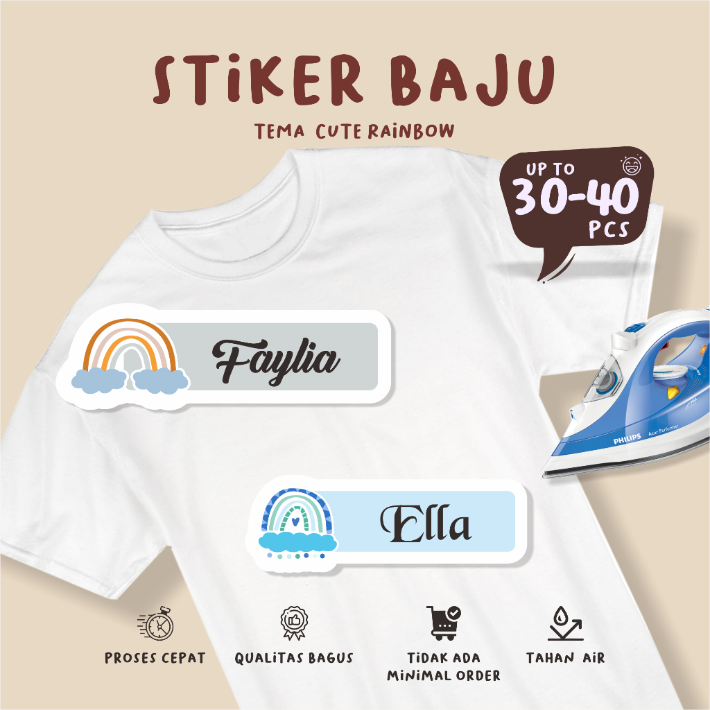 Jual (30-40pcs) printing Stiker Kain Label Baju Nama Anak tema CUTE ...