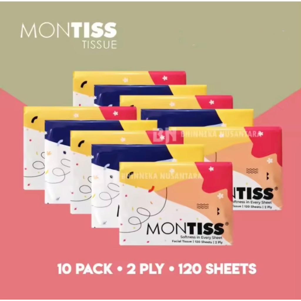 Jual [ 10 PACK] MONTISS MINI 120 SHEET SOFTPACK TISSUE [ 10 PACK ...