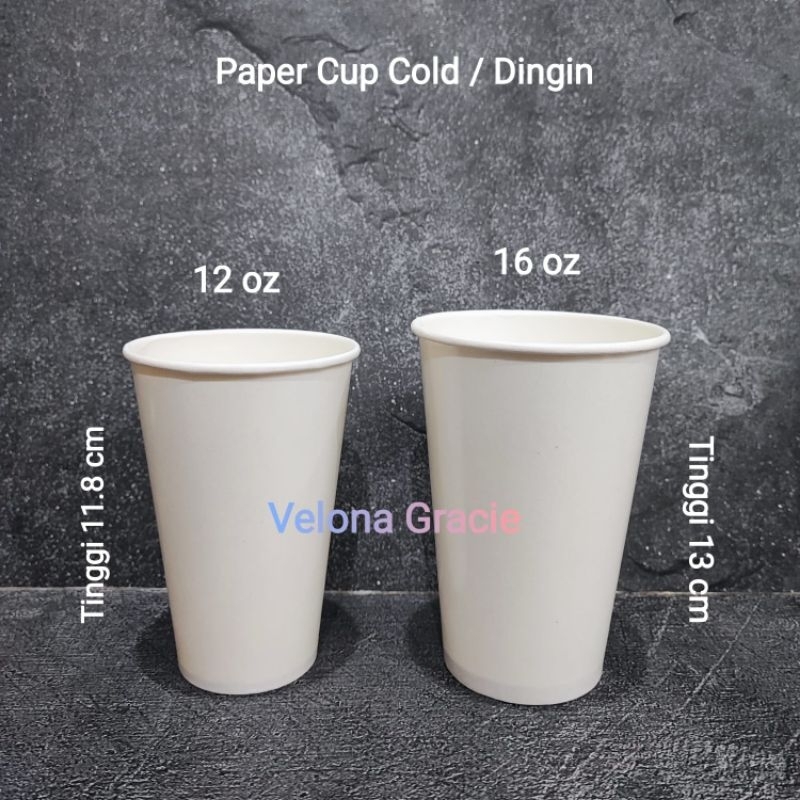 Jual Paper Cup 12 oz Cold isi 50 pcs Putih Polos TANPA TUTUP Gelas ...