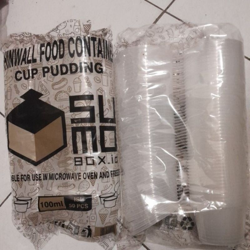 Jual thinwall food container cup puding 100 ml isi 50 pcs | Shopee ...