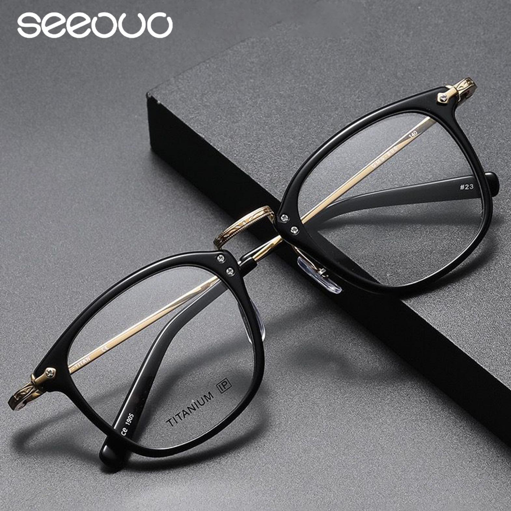 Jual Seeouo Kacamata Plano Lens Retro Classic Fashion Pria Wanita Kekinian Bisa Minus Bahan ...