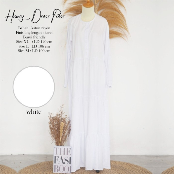 Jual Homey Dress Gamis Polos Hitam dan Putih Gamis Katun Rayon Adem ...