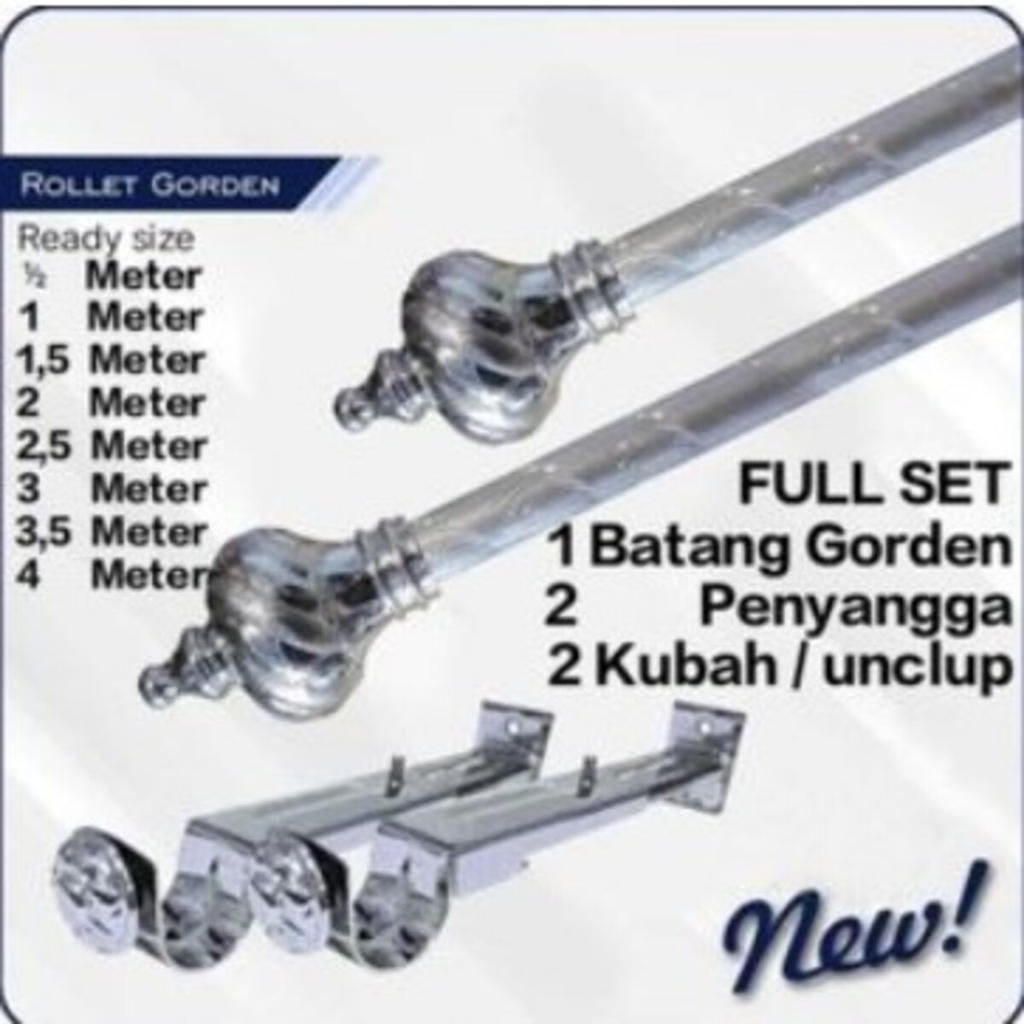 Jual batang besi gorden full set ukuran 1M, 1,5M, 50cm,75cm,80cm ...