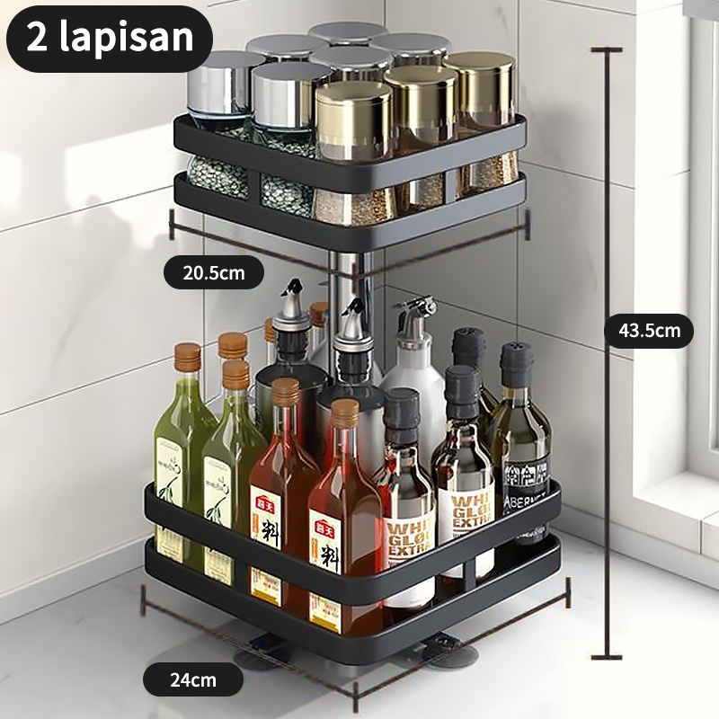 Jual Rak Dapur Berputar Rak Bumbu Meja Sudut Minyak Saus Garam Cuka ...