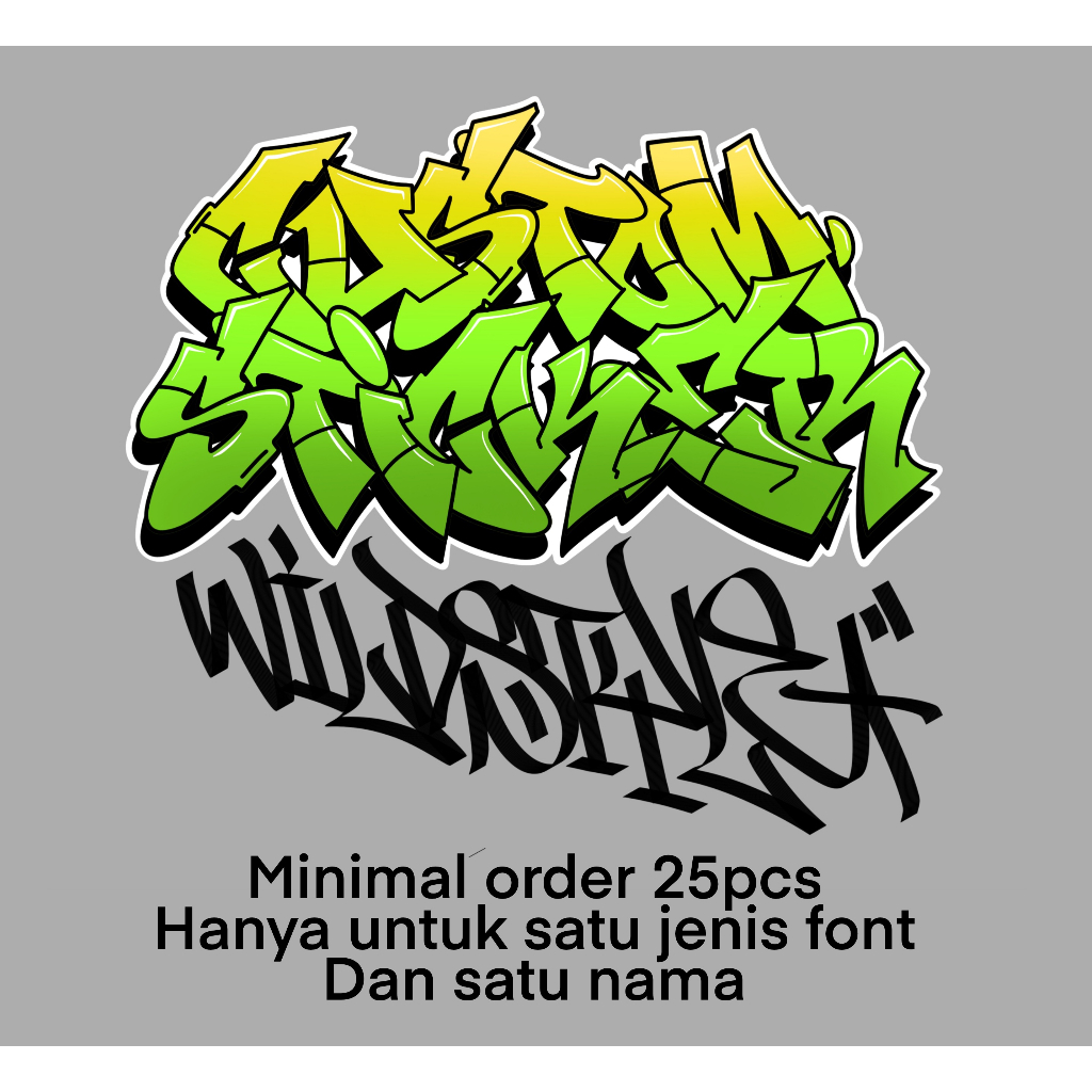 Jual custom sticker stiker graffiti wildstyle piece font nama sendiri ...