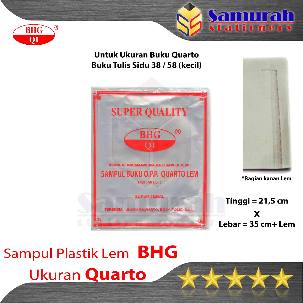 Jual Sampul Plastik OPP Lem BHG Ukuran Quarto ( Untuk Buku Tulis Kuarto ...