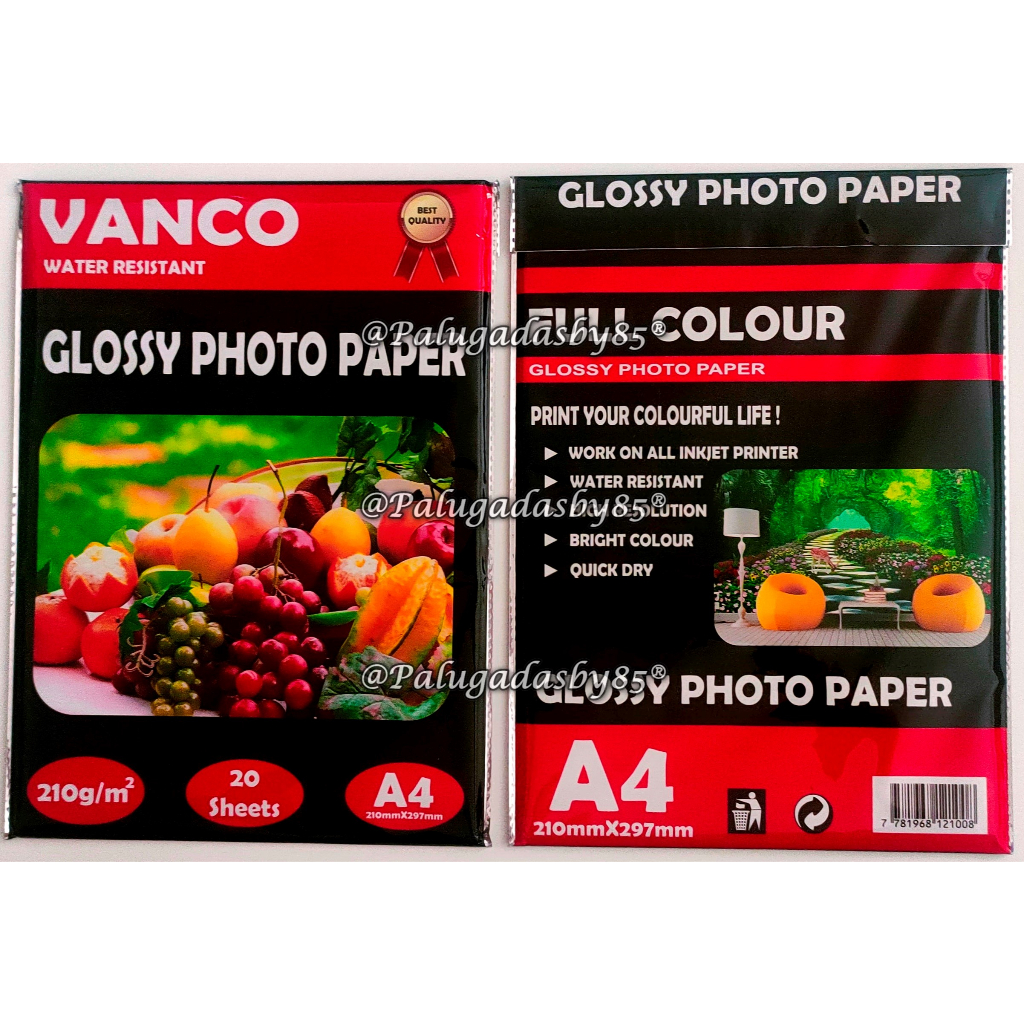 Jual (1 Pak Isi 20 Lembar) GROSIR Kertas Foto Glossy Vanco A4 210 Gsm / Glossy Photo Paper Vanco ...